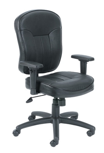 Boss B1561 Black Leather Plus Computer Chair with adjustable arms ...